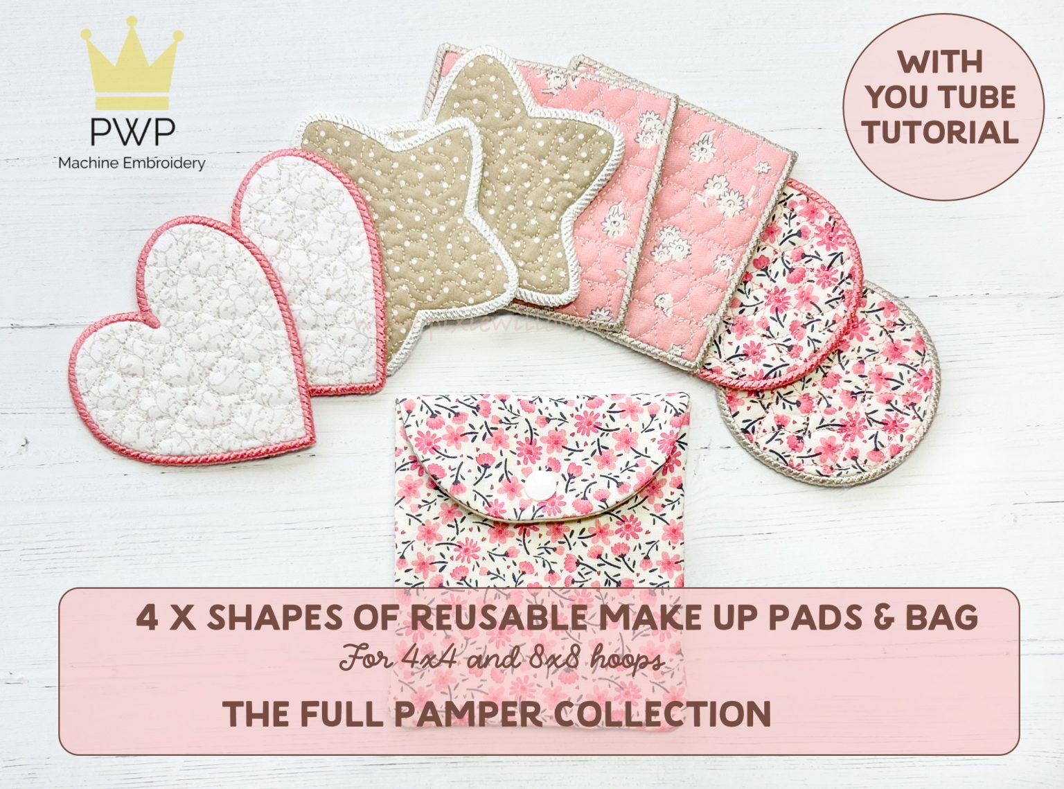 Pamper Bundle. 4x Reusable MakeUp Remover Pads Patterns PLUS Bag. For 4 ...