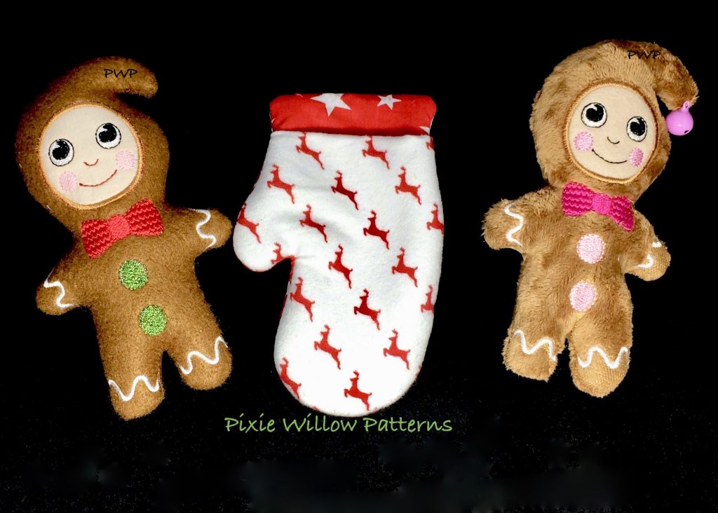 ITH 5×7 Gingerbread Elf Stuffie with Mitten Pouch – Easy Pattern ...