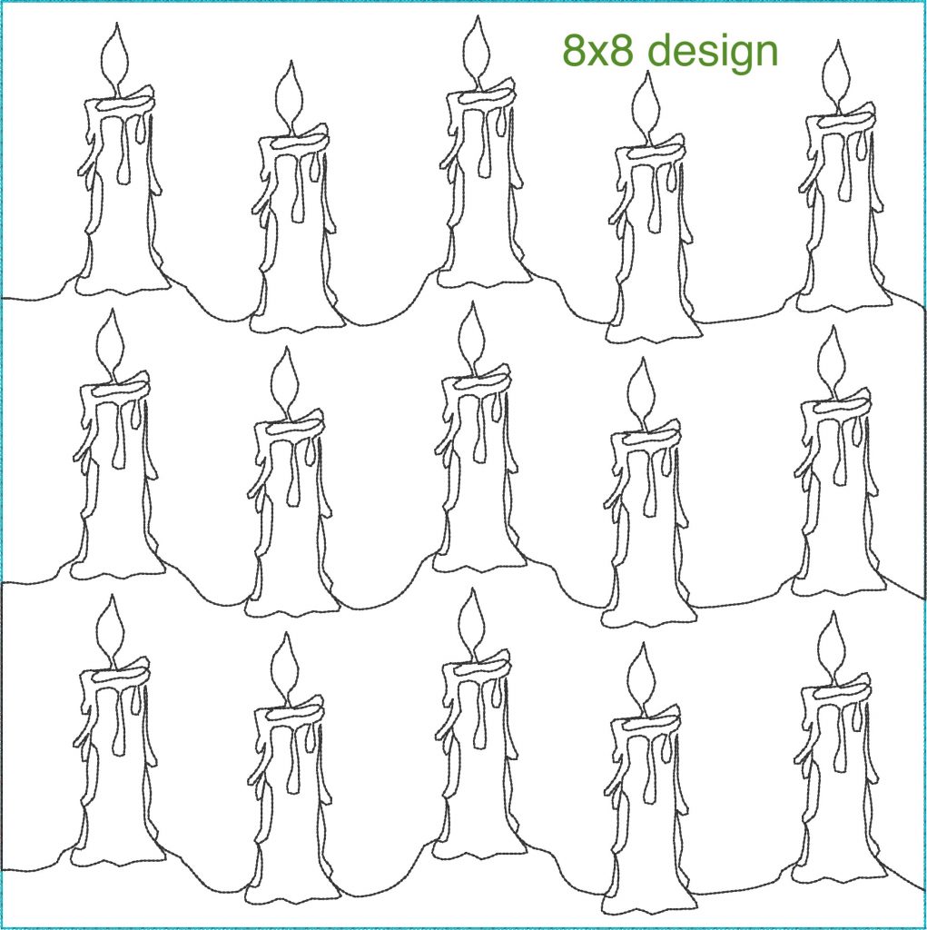 Continuous Candle Quilting Pattern. For 4×4, 5×5, 6×6 and 8×8 Hoops ...