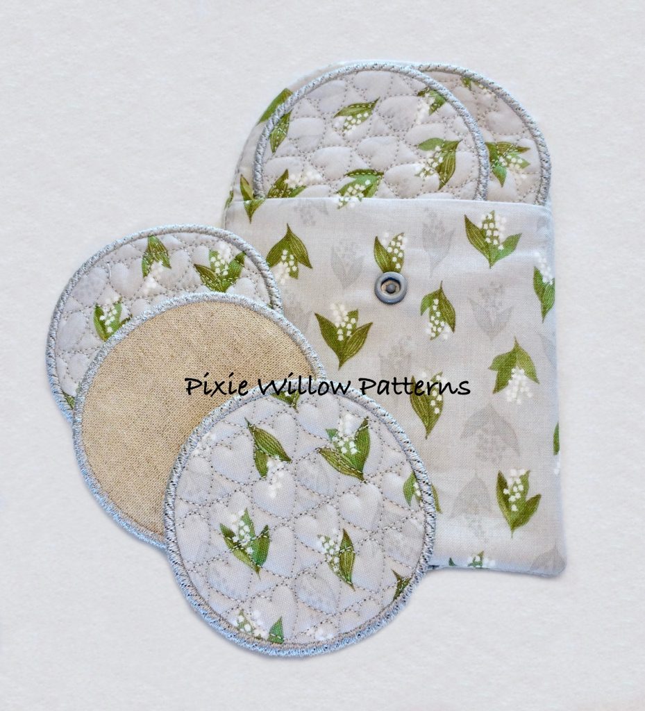 ITH bag and 4x Reusable Make up Pad / Exfoliator Pattern Bundle. In the hoop project by Pixie ...