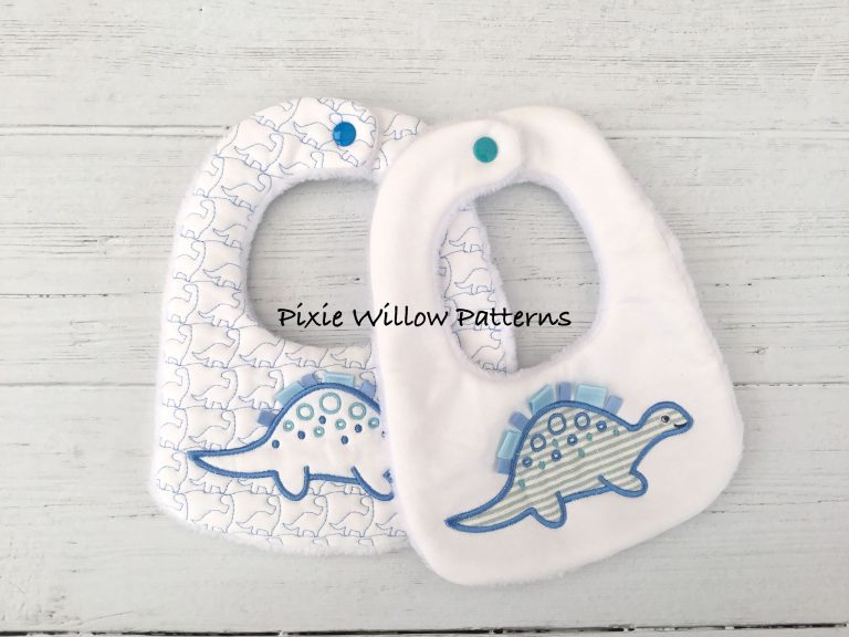 ITH Baby Bib, set of 6 Dinosaur applique machine embroidery patterns 6× ...