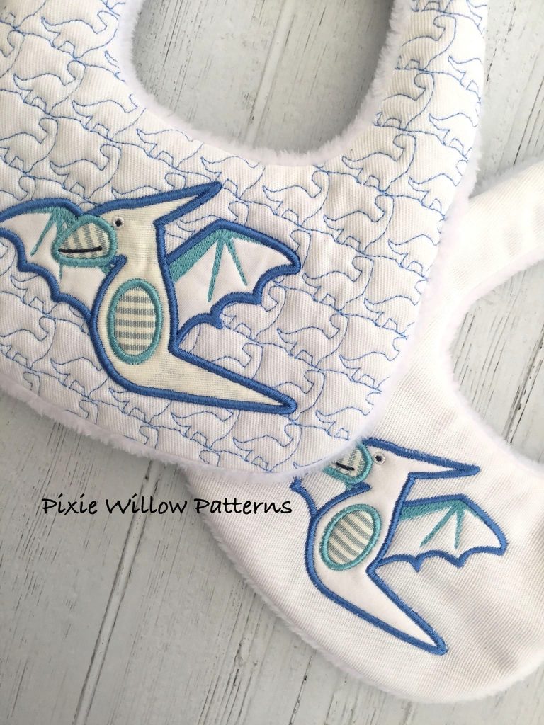 ITH Baby Bib, set of 6 Dinosaur applique machine embroidery patterns 6× ...
