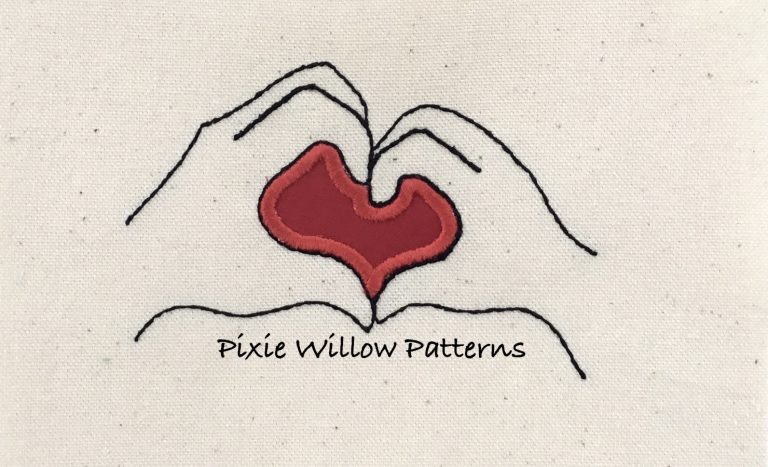 Heart Hands appliqué pattern. Machine embroidery pattern of 2 hands ...