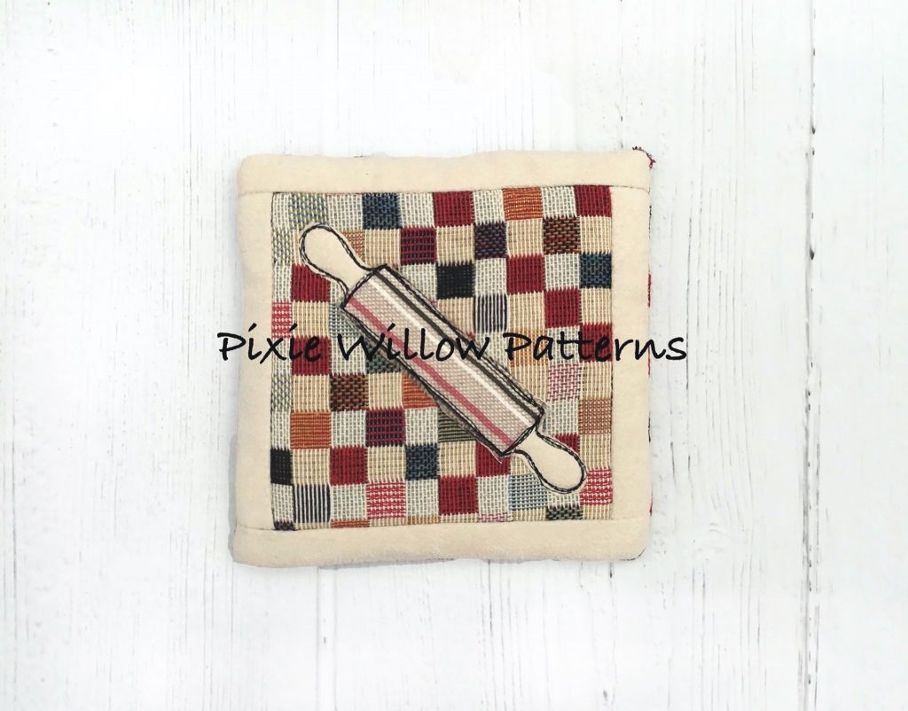 ITH Rolling Pin applique Coaster. Easy In The Hoop Coaster – Pixie ...