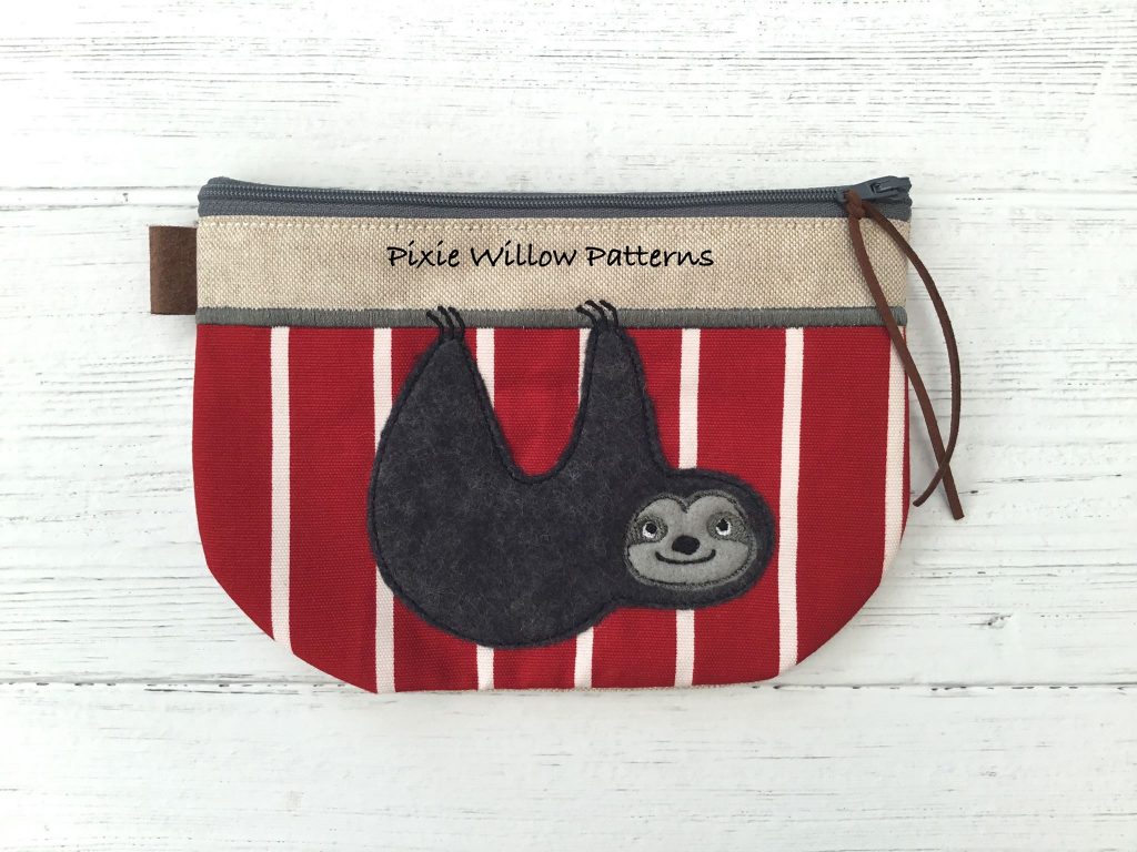 ITH Upside down Sloth Zipper Bag. Fully Lined Curved bag for 5×7 & 6×10 hoops – Pixie Willow ...