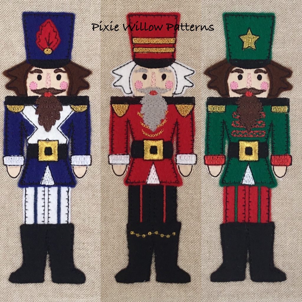 ITH 5×7 Nutcracker applique. Set of 3 in the hoop nutcracker soldier patterns – Pixie Willow ...