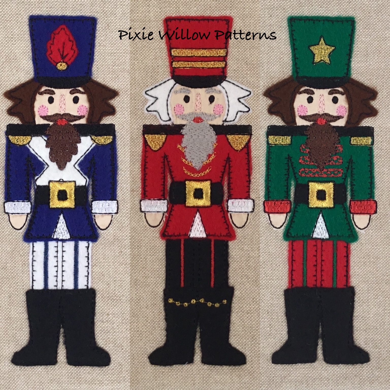 ITH 5×7 Nutcracker applique. Set of 3 in the hoop nutcracker soldier ...