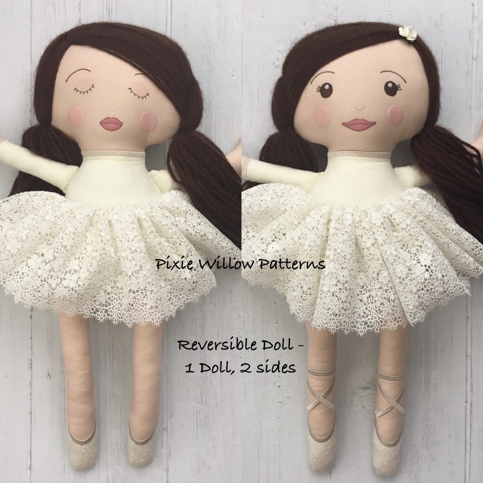 ITH Double Sided Doll pattern. Machine embroidery pattern for one doll with 2 different faces ...