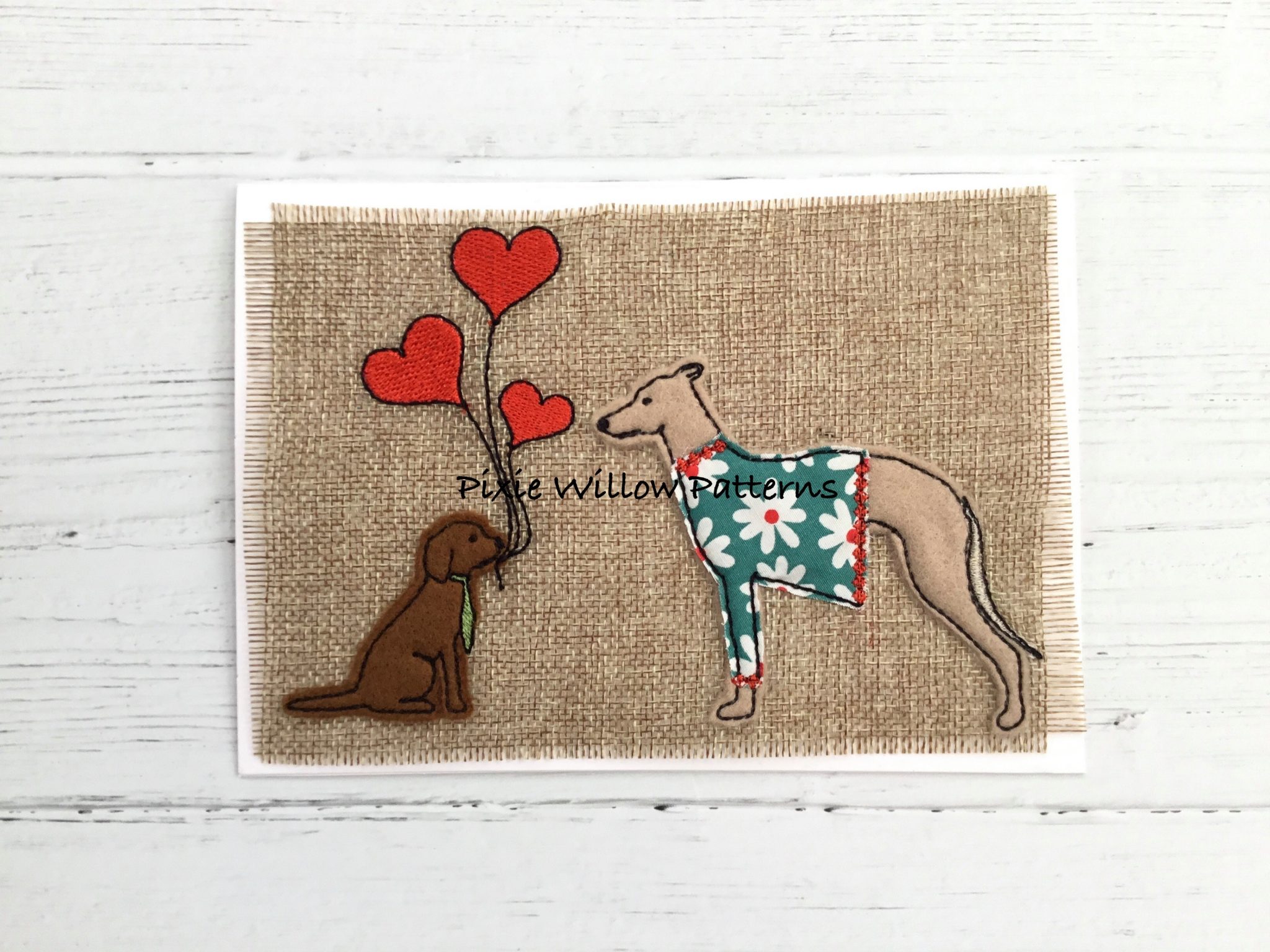ITH dog applique. Whippet Love. 5×7 Machine embroidery pattern of a ...