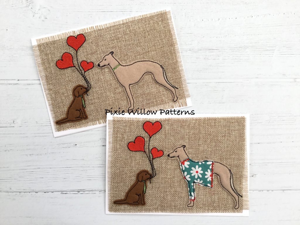 ITH dog applique. Whippet Love. 5×7 Machine embroidery pattern of a ...