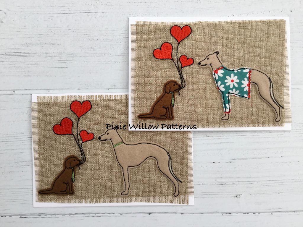 ITH dog applique. Whippet Love. 5×7 Machine embroidery pattern of a ...