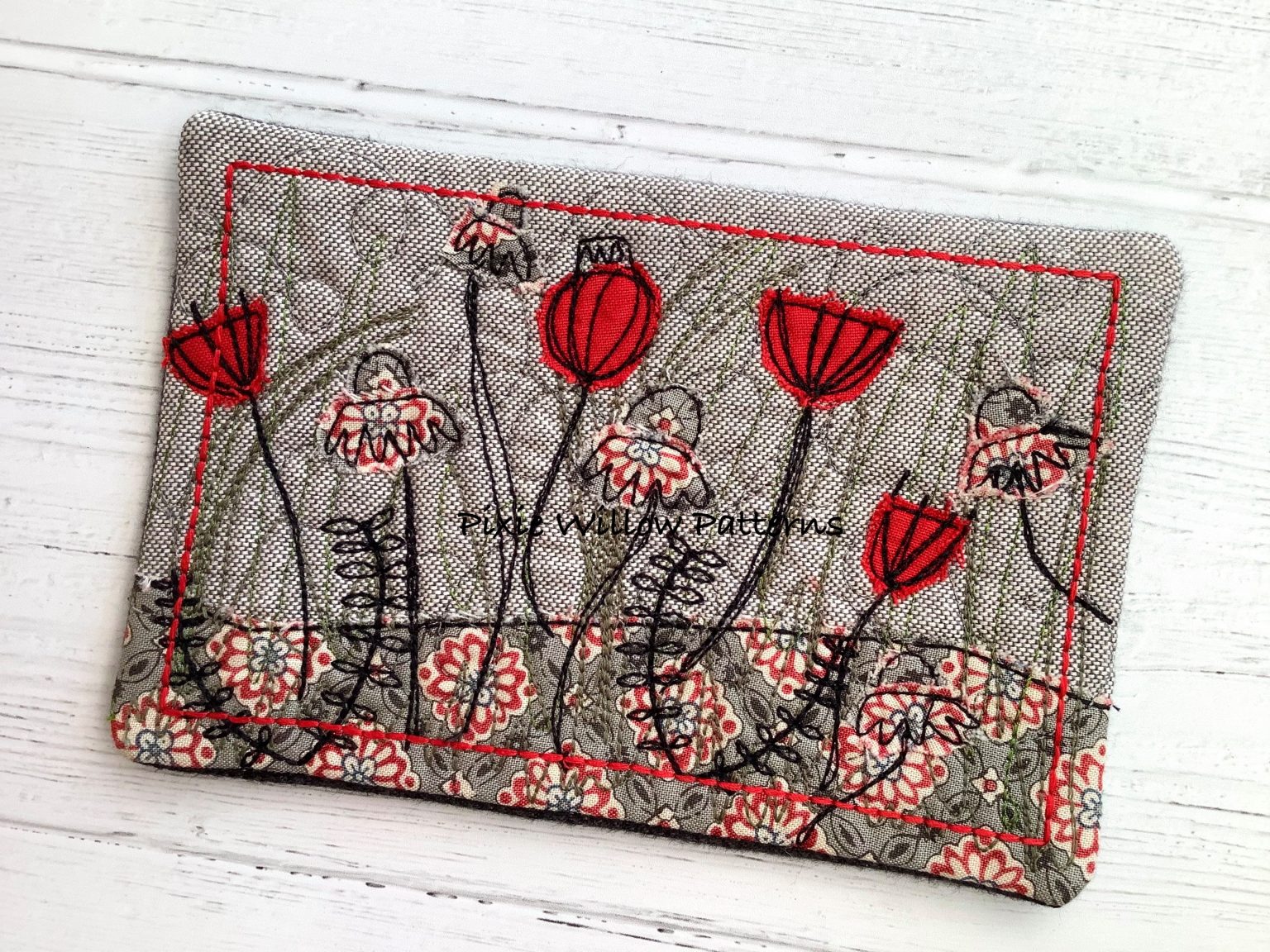 ITH mug rug. Machine embroidery Grass Scene design for 5×7 hoops ...