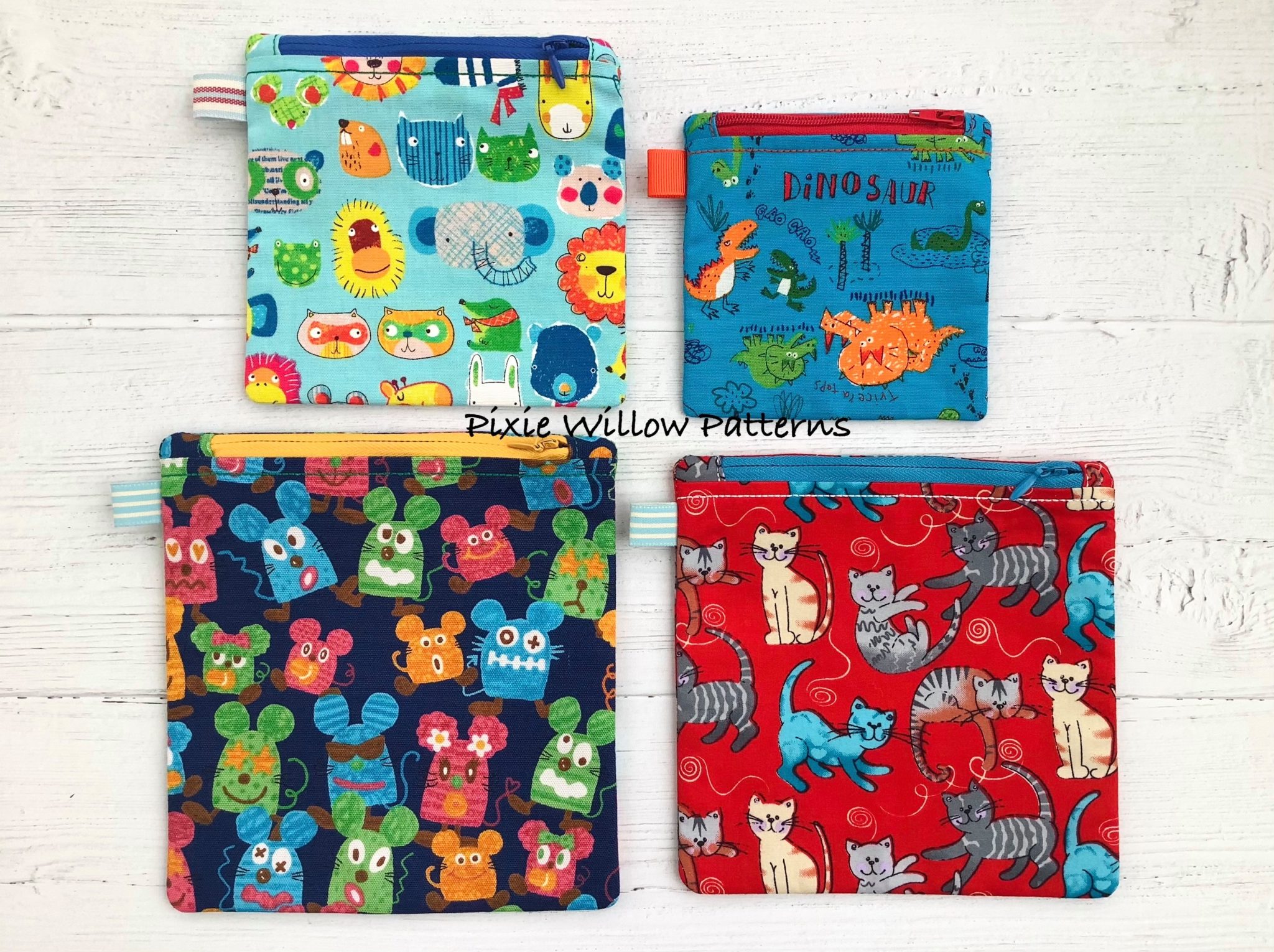 Fully Lined ITH Zipper Bag. Square Tab Top bag in 4 sizes. In The Hoop ...