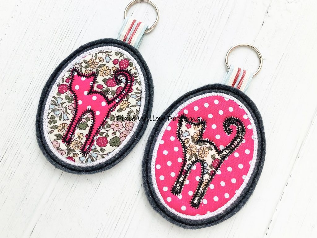 ITH Cat Book Mark / Cat Key Fob pattern. Machine embroidery In the hoop ...