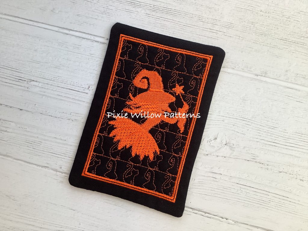 ITH Witch Silhouette Mug Rug Design. In the Hoop Machine Embroidery Halloween Project for 5×7 ...
