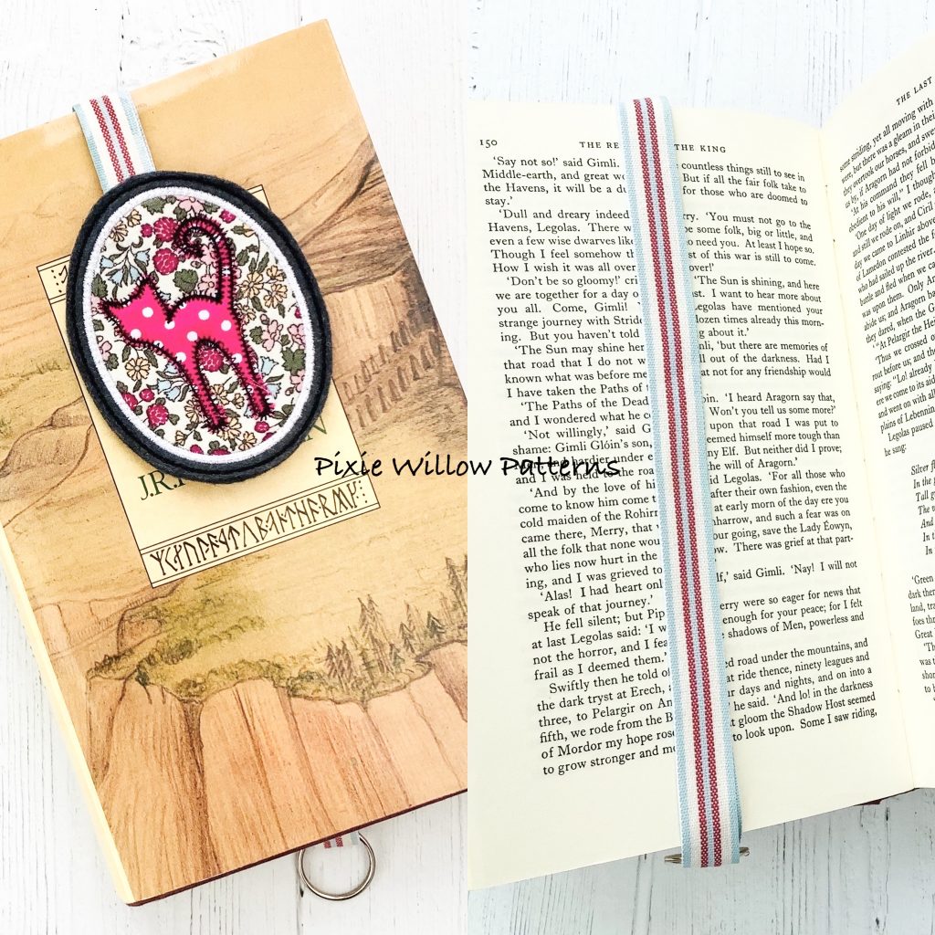 ITH Cat Book Mark / Cat Key Fob pattern. Machine embroidery In the hoop ...