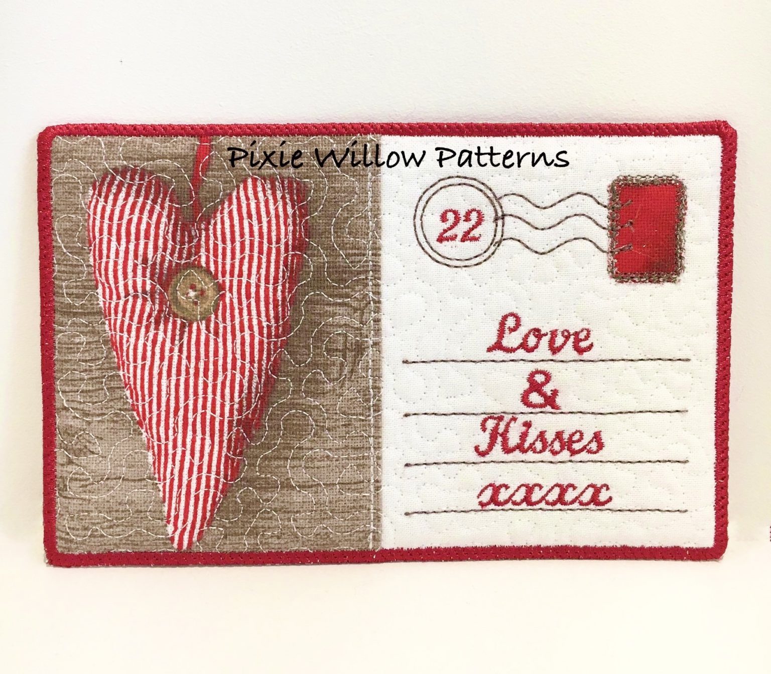 ITH postcard design. Machine embroidery mug rug pattern, set of 2 blank ...