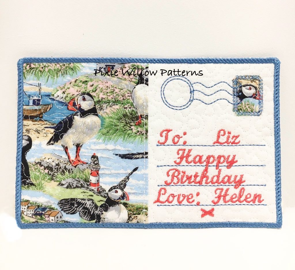 ITH postcard design. Machine embroidery mug rug pattern, set of 2 blank ...