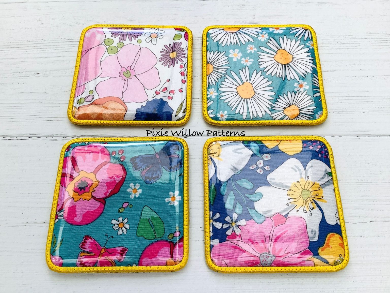 In the hoop 4×4 square coaster pattern. Machine embroidery design of a ...