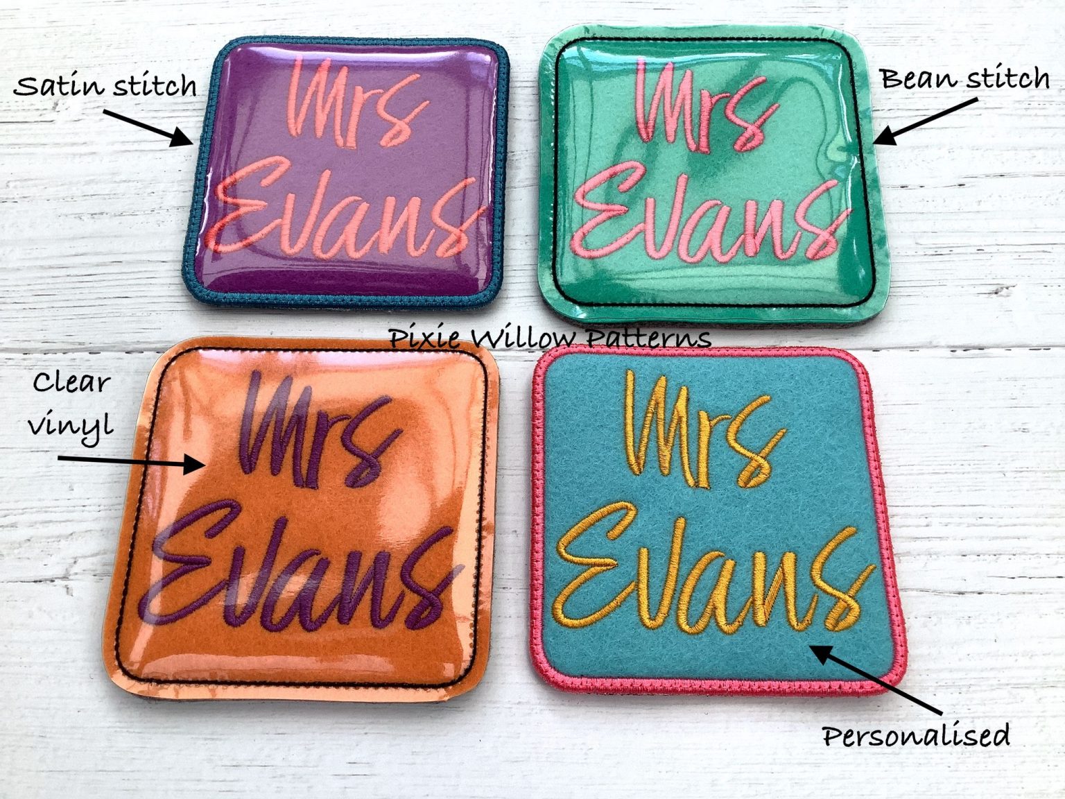 In the hoop 4×4 square coaster pattern. Machine embroidery design of a ...