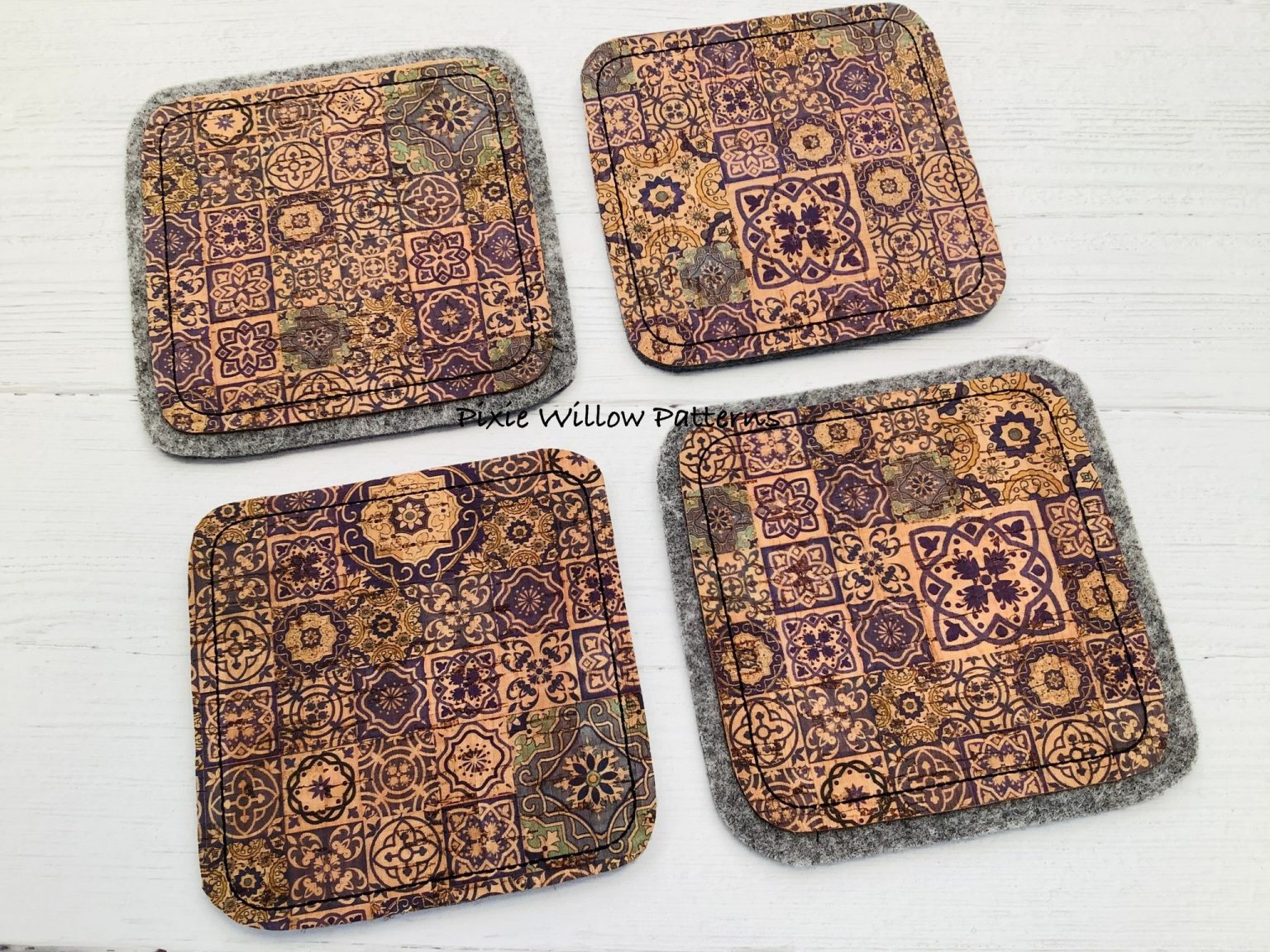 In the hoop 4×4 square coaster pattern. Machine embroidery design of a ...