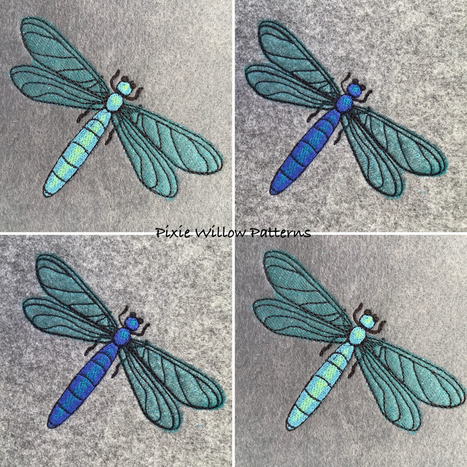 Dragonfly applique pattern. Machine embroidery dragonfly applique design for 5×7 hoops – Pixie ...