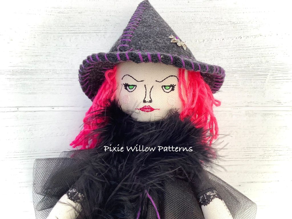 ITH Witch Doll pattern. Machine embroidery design of a witch for 5×7 and 6×10 hoops. – Pixie ...