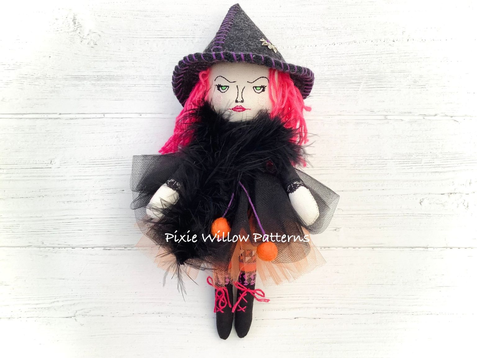 ITH Witch Doll pattern. Machine embroidery design of a witch for 5×7 and 6×10 hoops. – Pixie ...