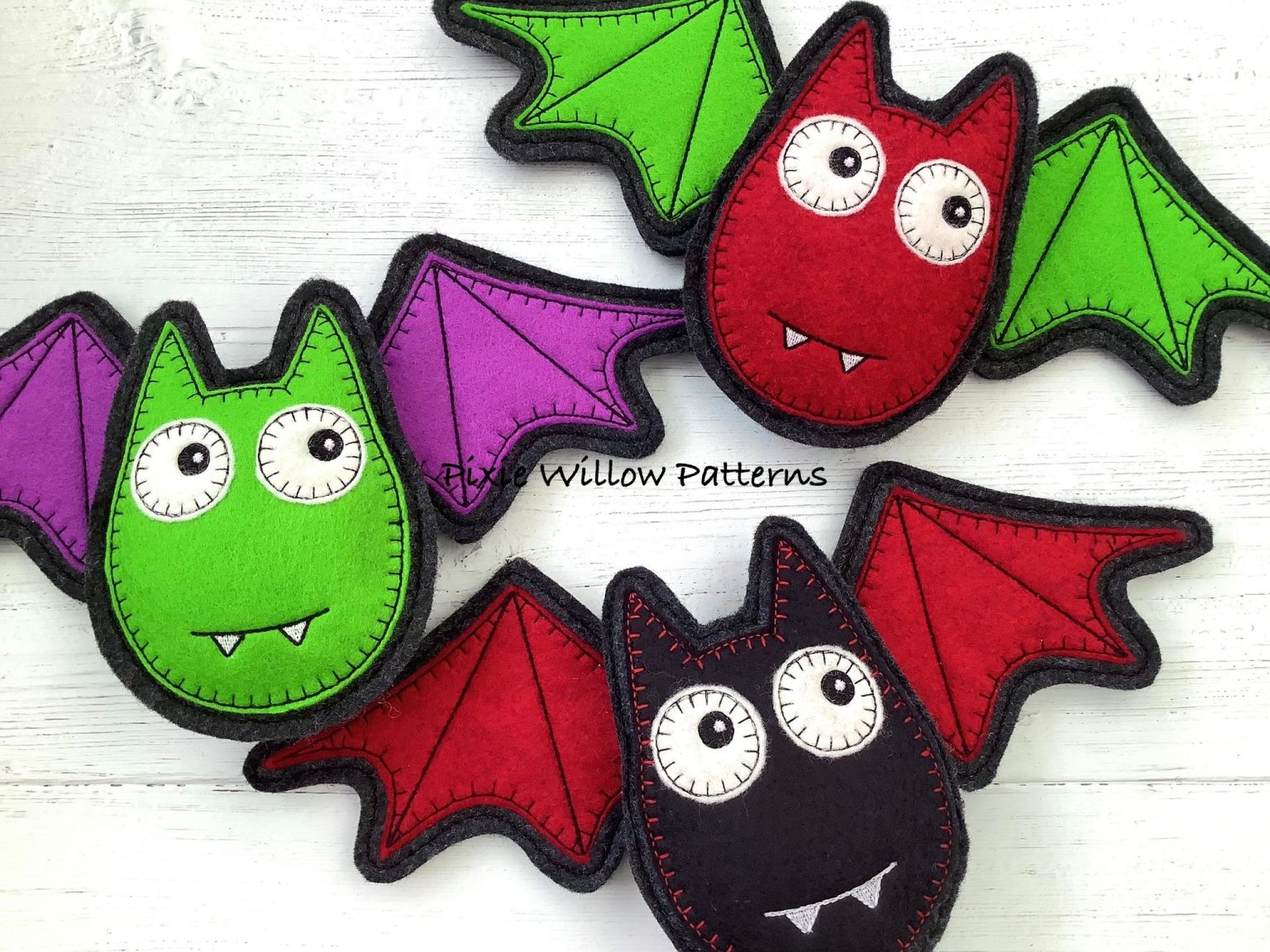 ITH Bat pattern. Machine embroidery design of a felt bat for 5×7 and 8× ...