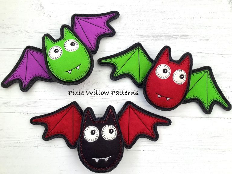 ITH Bat pattern. Machine embroidery design of a felt bat for 5×7 and 8× ...