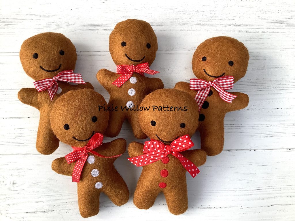 ITH Gingerbread Man stuffie pattern. Machine embroidery design of a ...