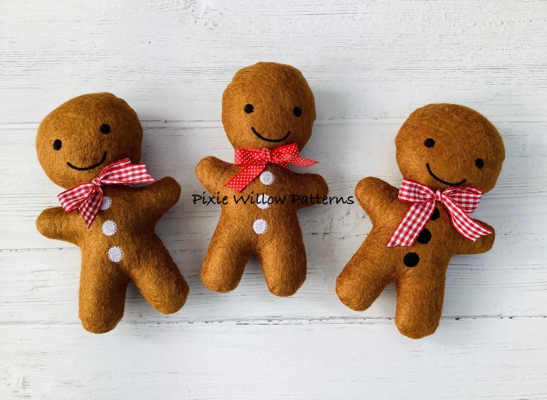 ITH Gingerbread Man stuffie pattern. Machine embroidery design of a ...
