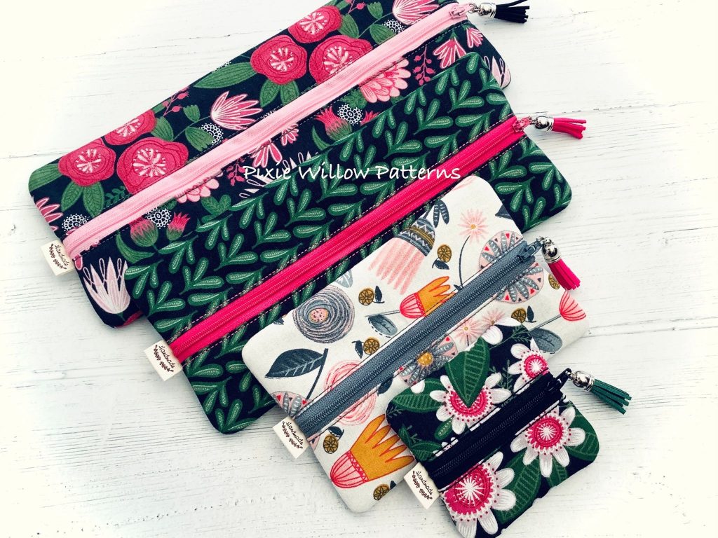 In The Hoop Lined Centre Zip Zipper Bag pattern. ITH Embroidery machine design of zipper bag for ...