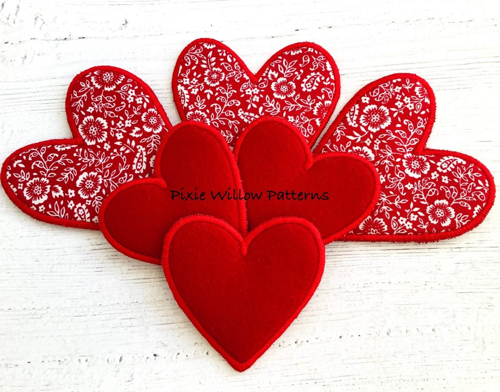 ITH heart applique. 2x Heart shapes for 5×7 hoops, Machine Embroidery ...