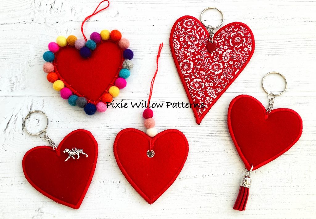 ITH heart applique. 2x Heart shapes for 5×7 hoops, Machine Embroidery ...