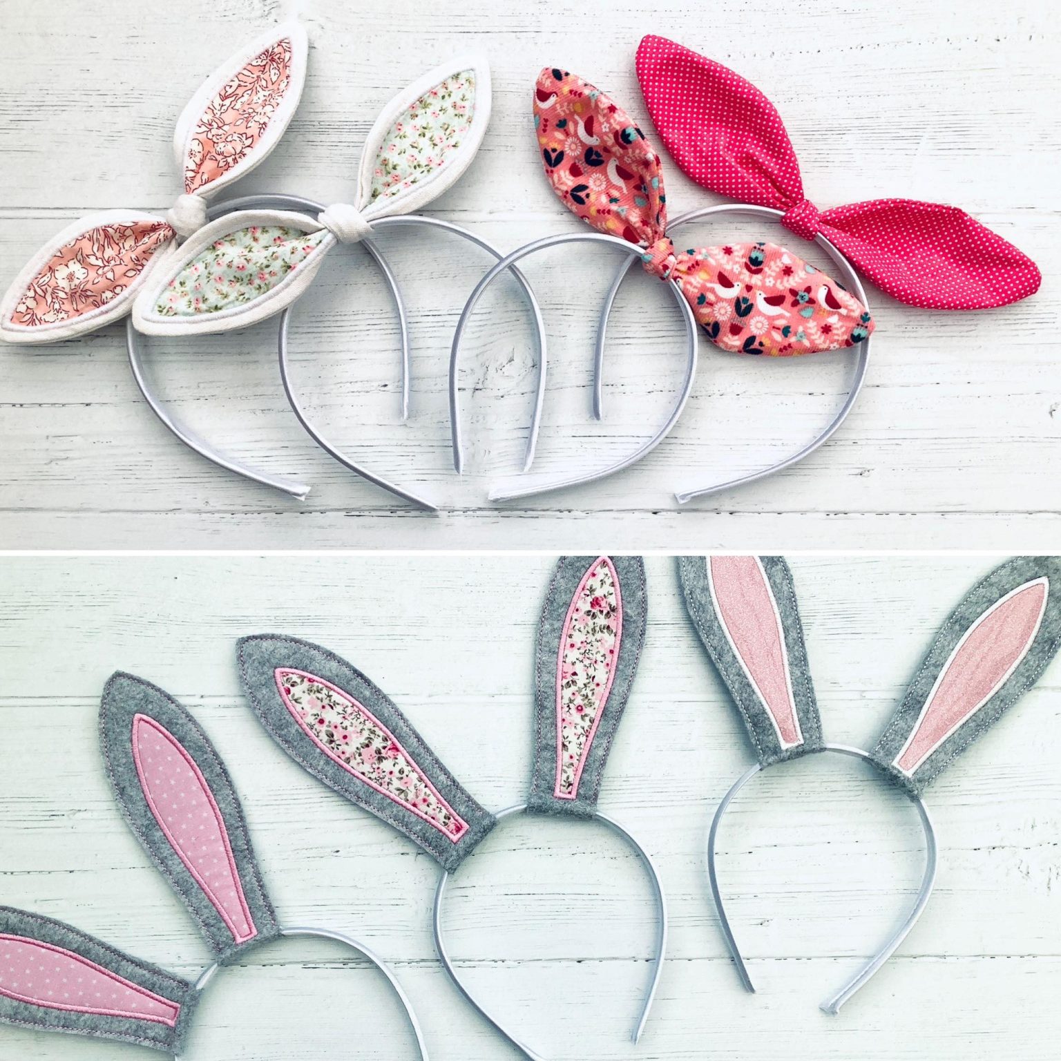 In the hoop Bunny Ears pattern for hair band. Two embroidery machine ...