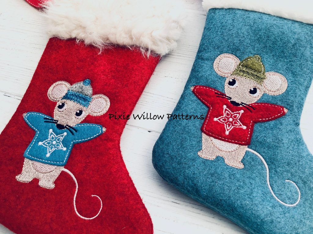 ITH Christmas Stocking with mouse applique for 6×10 and 8×12 Hoops ...