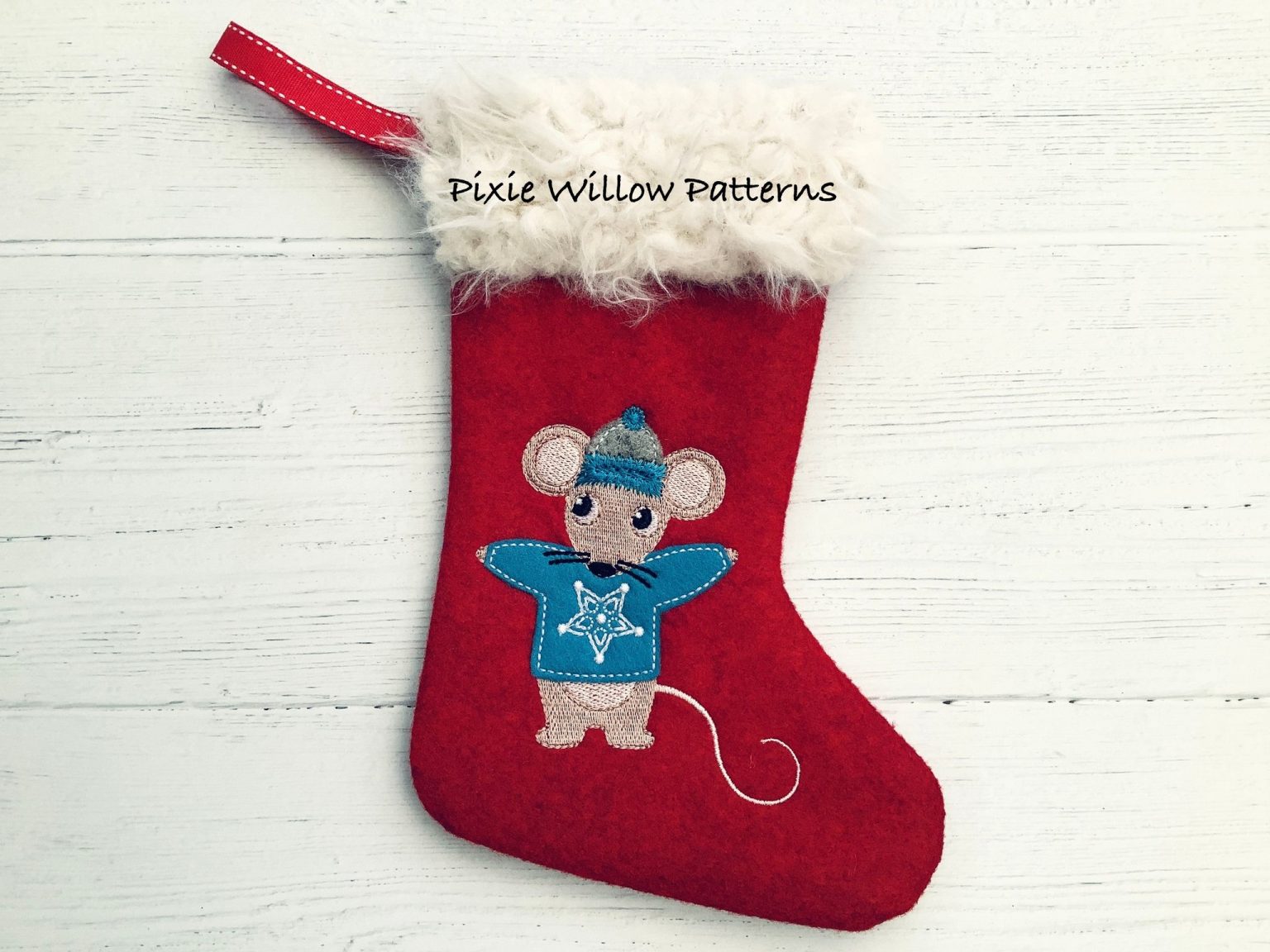 ITH Christmas Stocking with mouse applique for 6×10 and 8×12 Hoops ...
