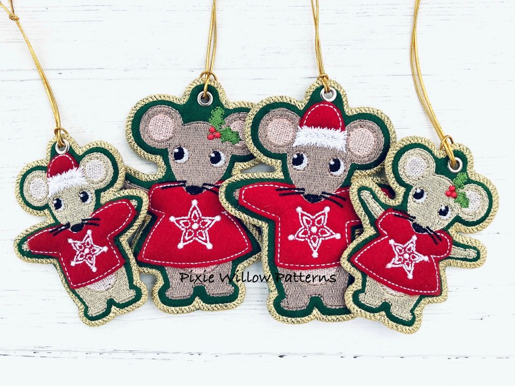 ITH Christmas Mouse decoration patterns. Set of 2 in the hoop machine ...