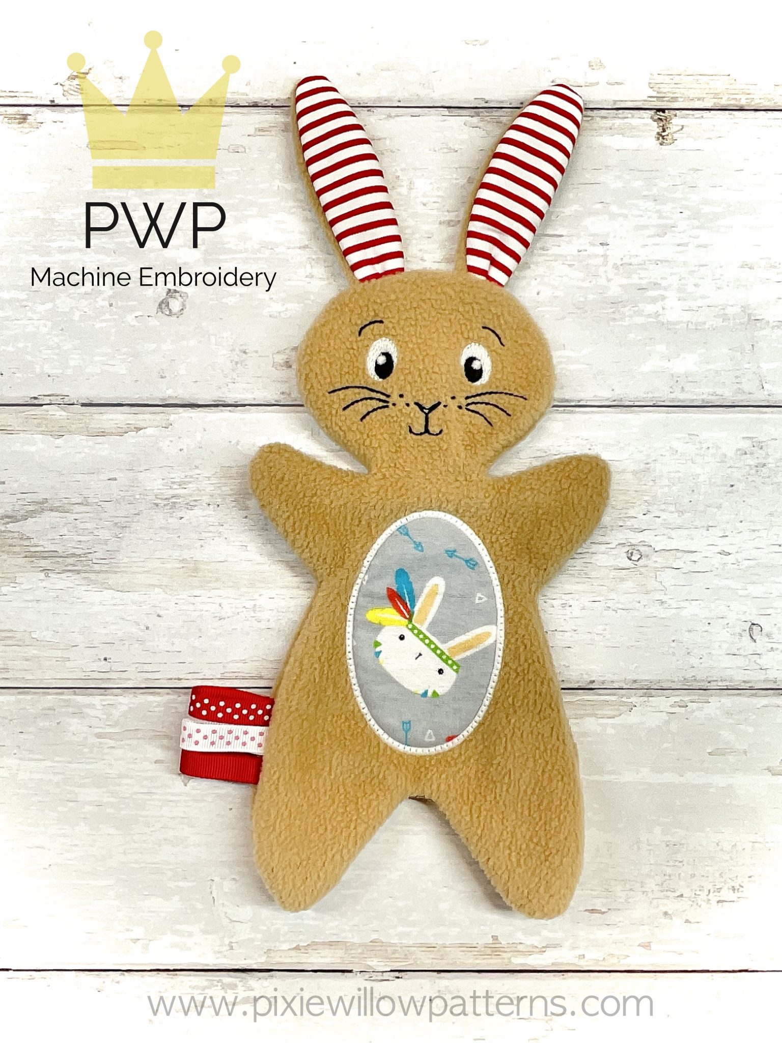 In The Hoop Bunny Lovey pattern. Baby comforter, lovie machine embroidery design for 6×10 and 8× ...