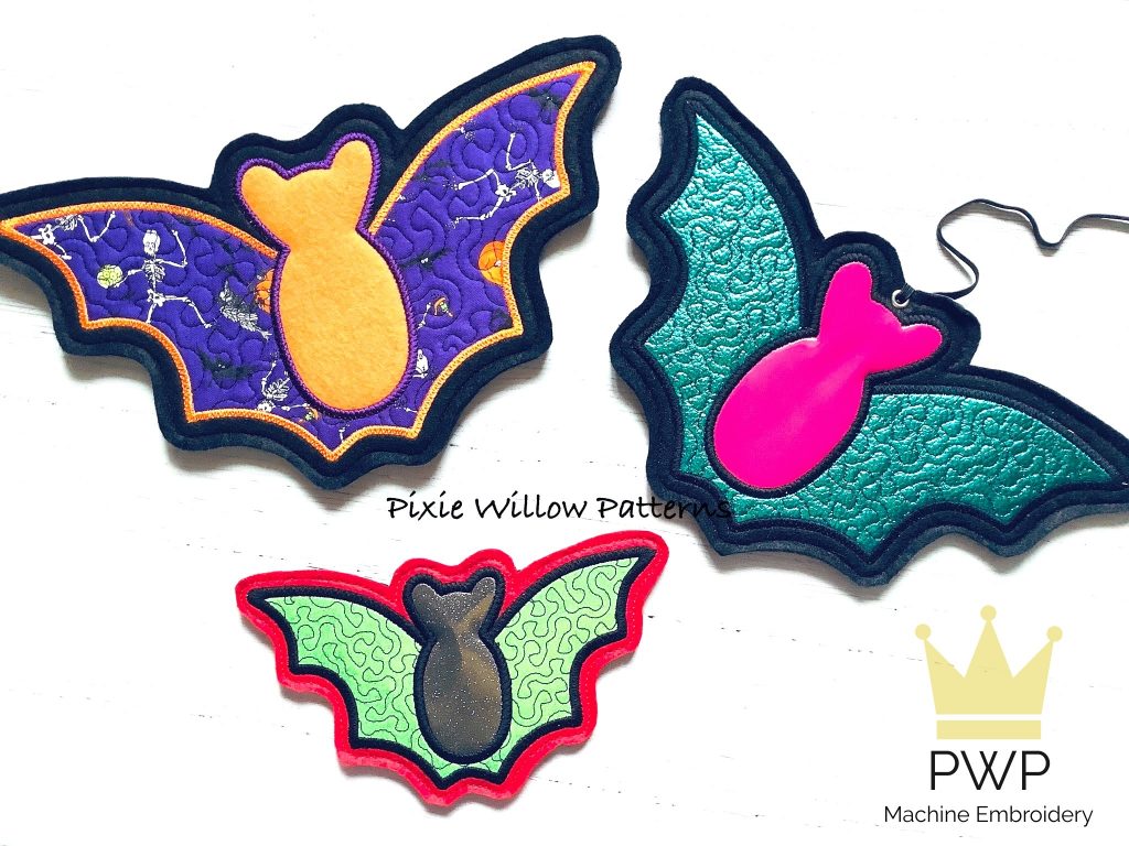 In the hoop Bat pattern for 5×7, 6×10, 8×11 and 9×12 hoops – Pixie ...