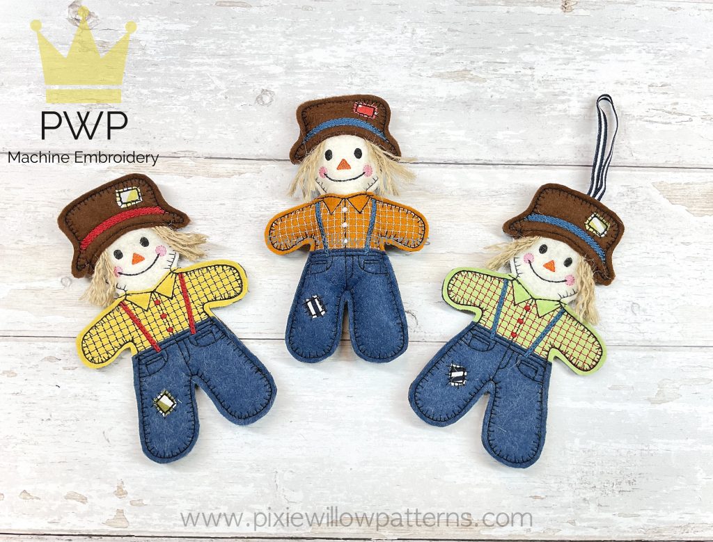 ITH Little Stuffed Scarecrow pattern. In the hoop machine embroidery design of a friendly ...