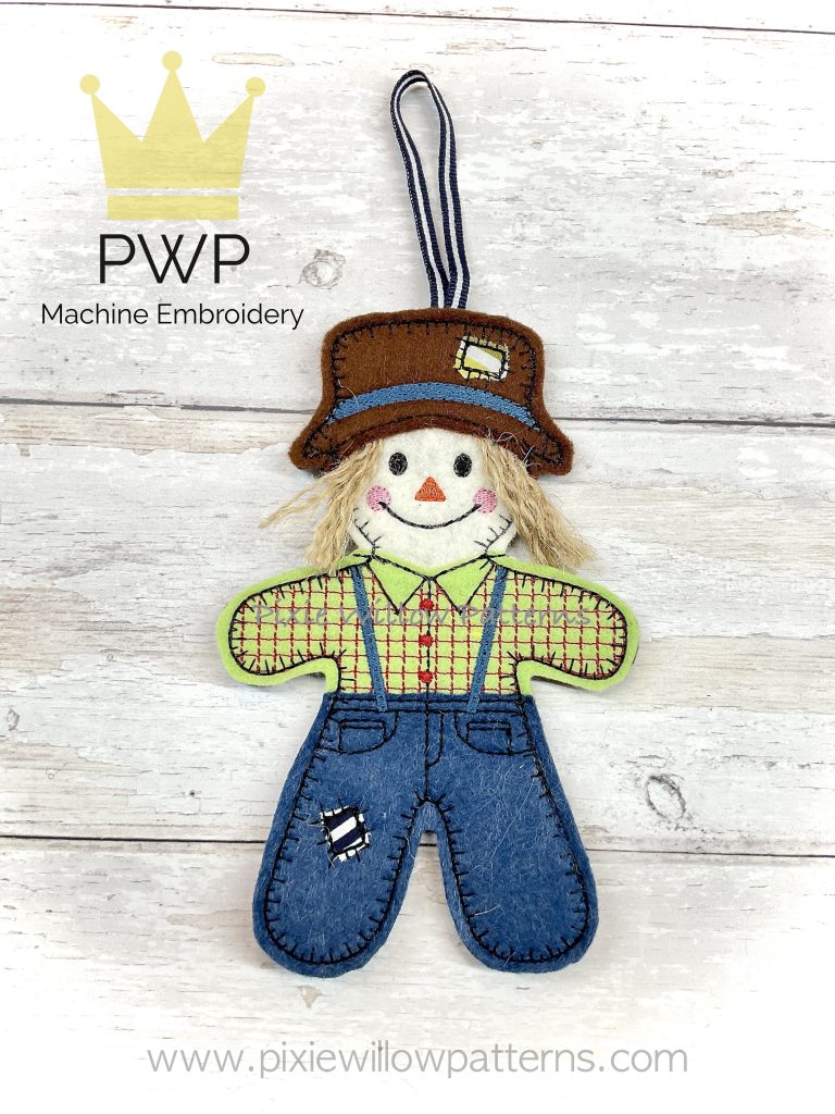 ITH Little Stuffed Scarecrow pattern. In the hoop machine embroidery design of a friendly ...