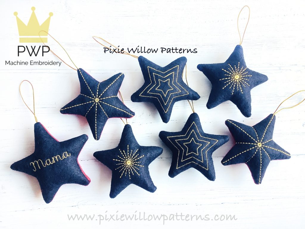 ITH Stuffed Star pattern for 6×10 and 8×11 hoops. – Pixie Willow Patterns
