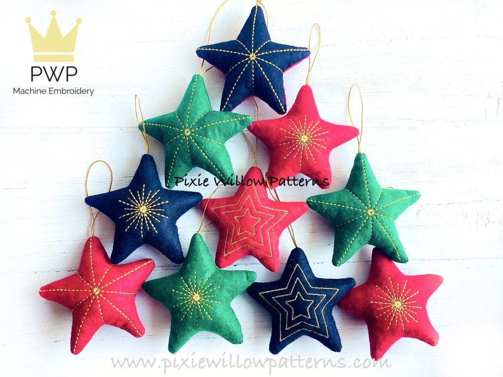 ITH Stuffed Star pattern for 6×10 and 8×11 hoops. – Pixie Willow Patterns
