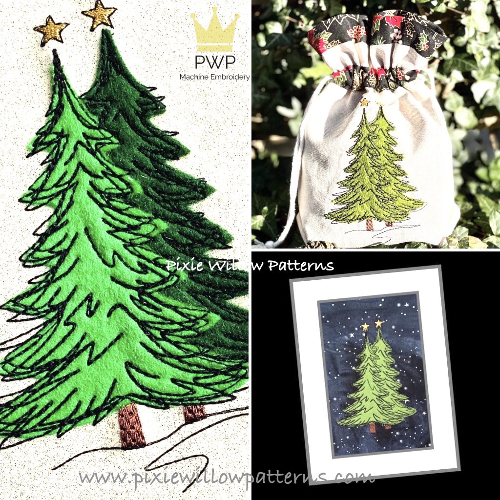 Christmas Tree Applique Pattern Of Two Christmas Trees for 5×7 hoops ...