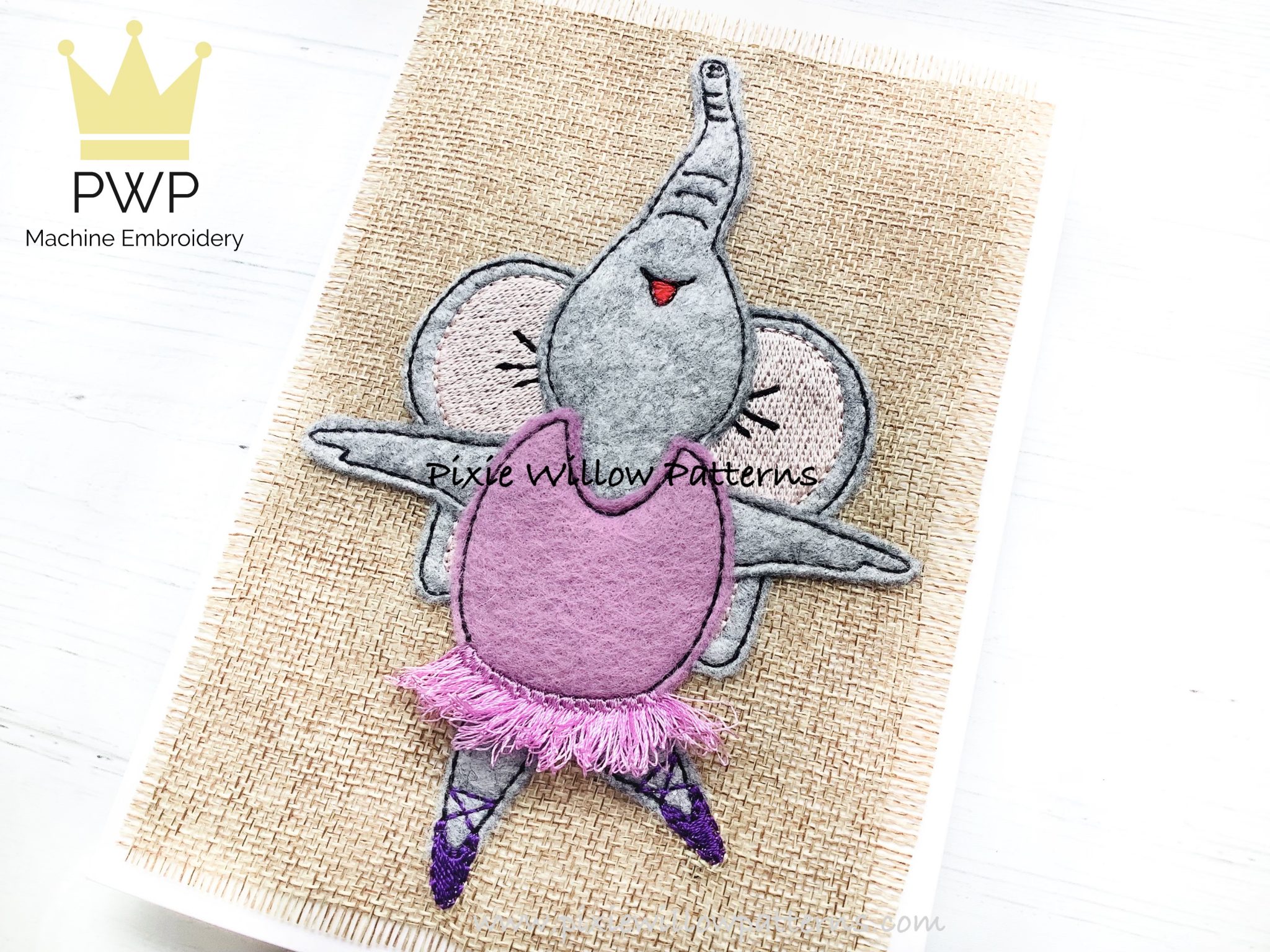 Dancing Elephant Applique Pattern. For 5×7 hoops. – Pixie Willow Patterns