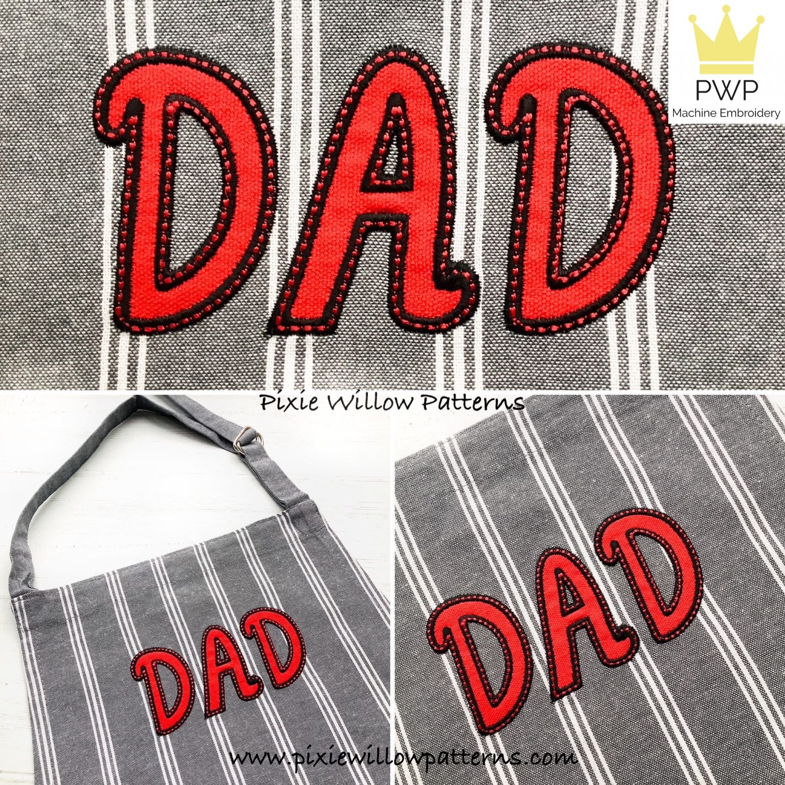 Dad Applique Machine Embroidery Pattern. Design of Dad applique to fit ...