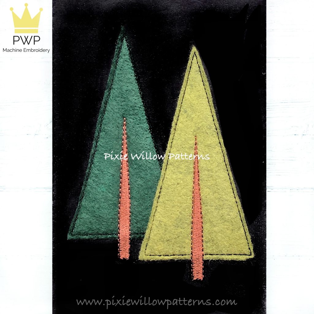 4 x Woodland Trees & House Applique design Set for 6×10 and 5×7 Hoops ...