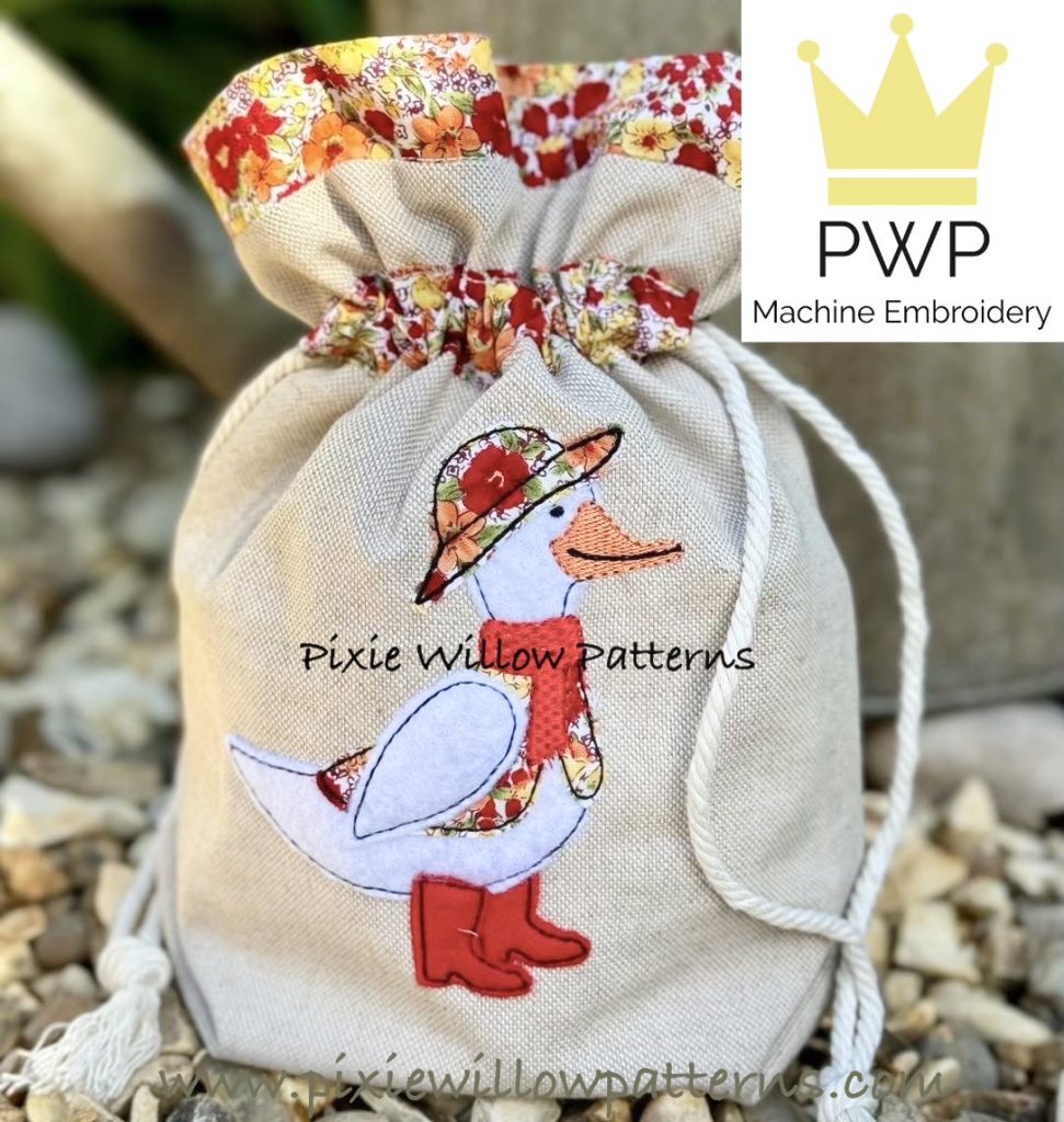 Duck Applique design for 5×7 Hoops. Part of the Woodland Animals set. – Pixie Willow Patterns